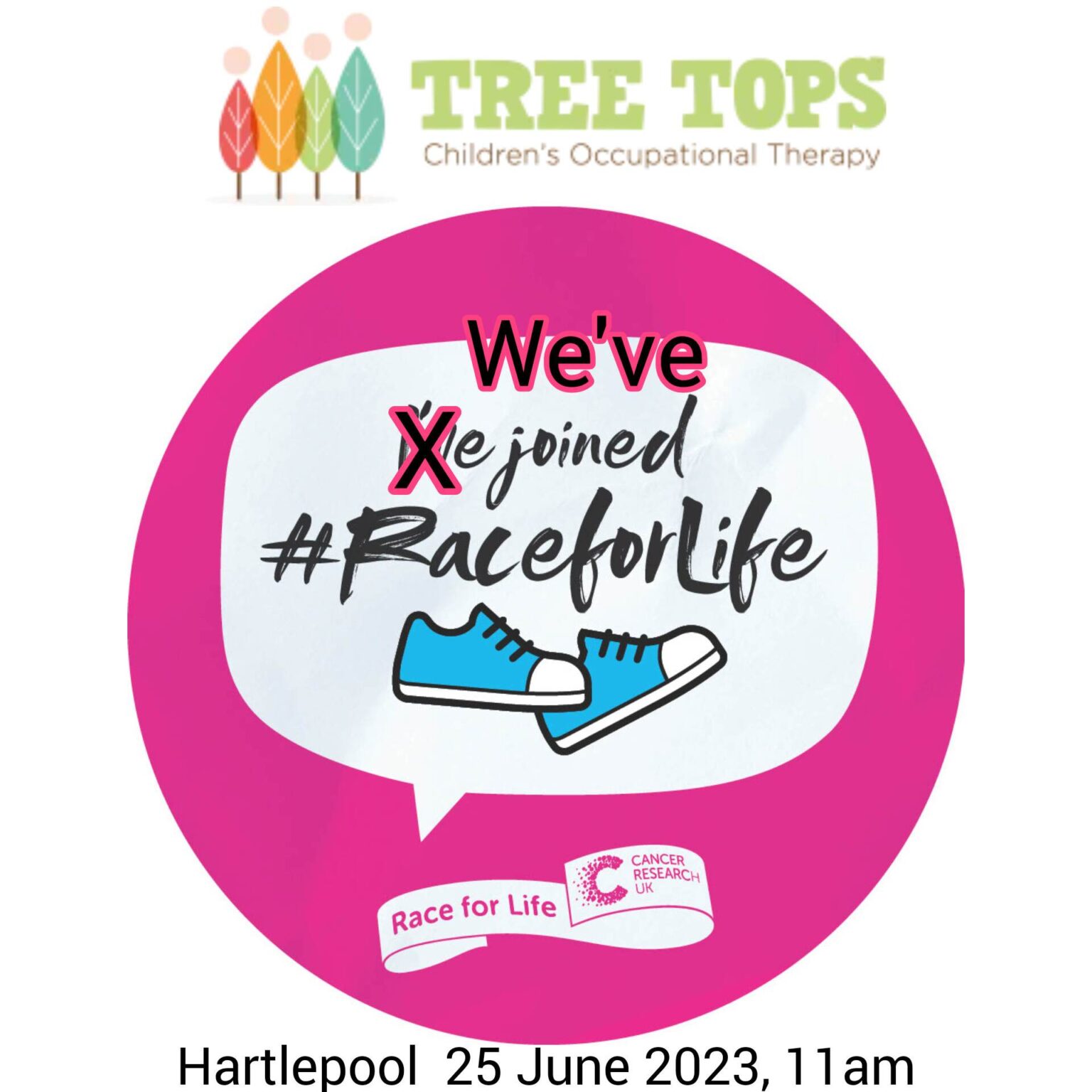 Race for Life, Hartlepool 2023 - Tree Tops Children's Occupational Therapy